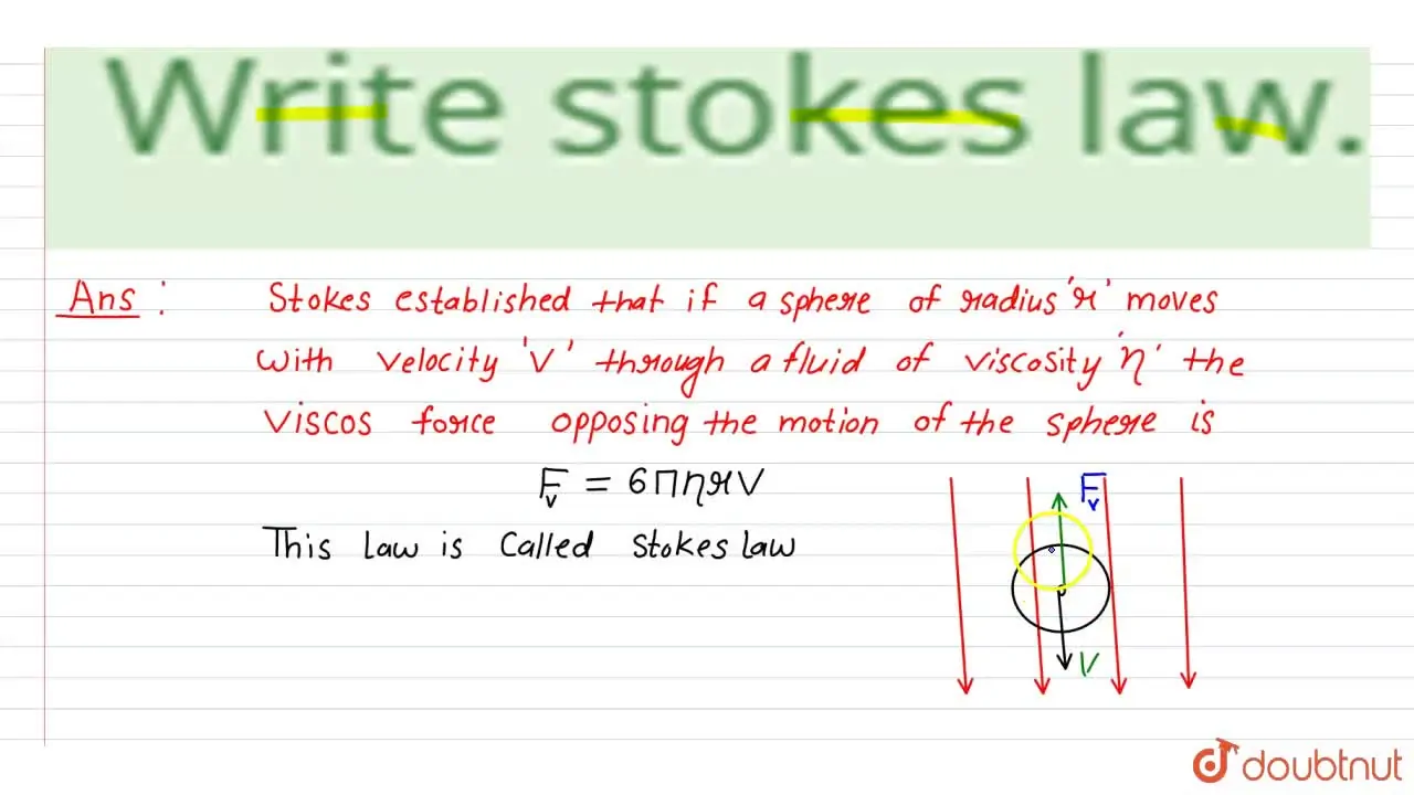 [Gujrati] Write stokes law.