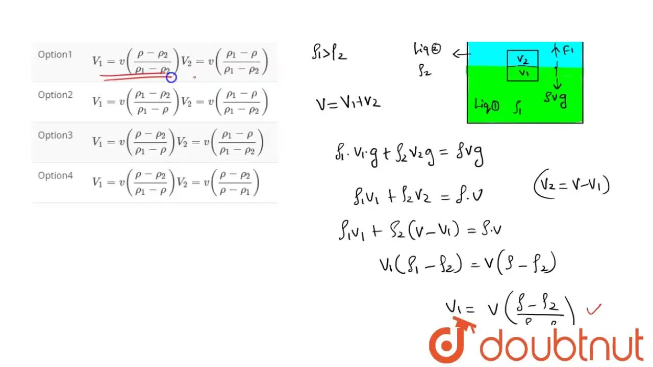[Telugu] V(1)=v((rho-rho(2))/(rho(1)-rho))V(2)=v((rho(1)-rho)/(rho(1)-