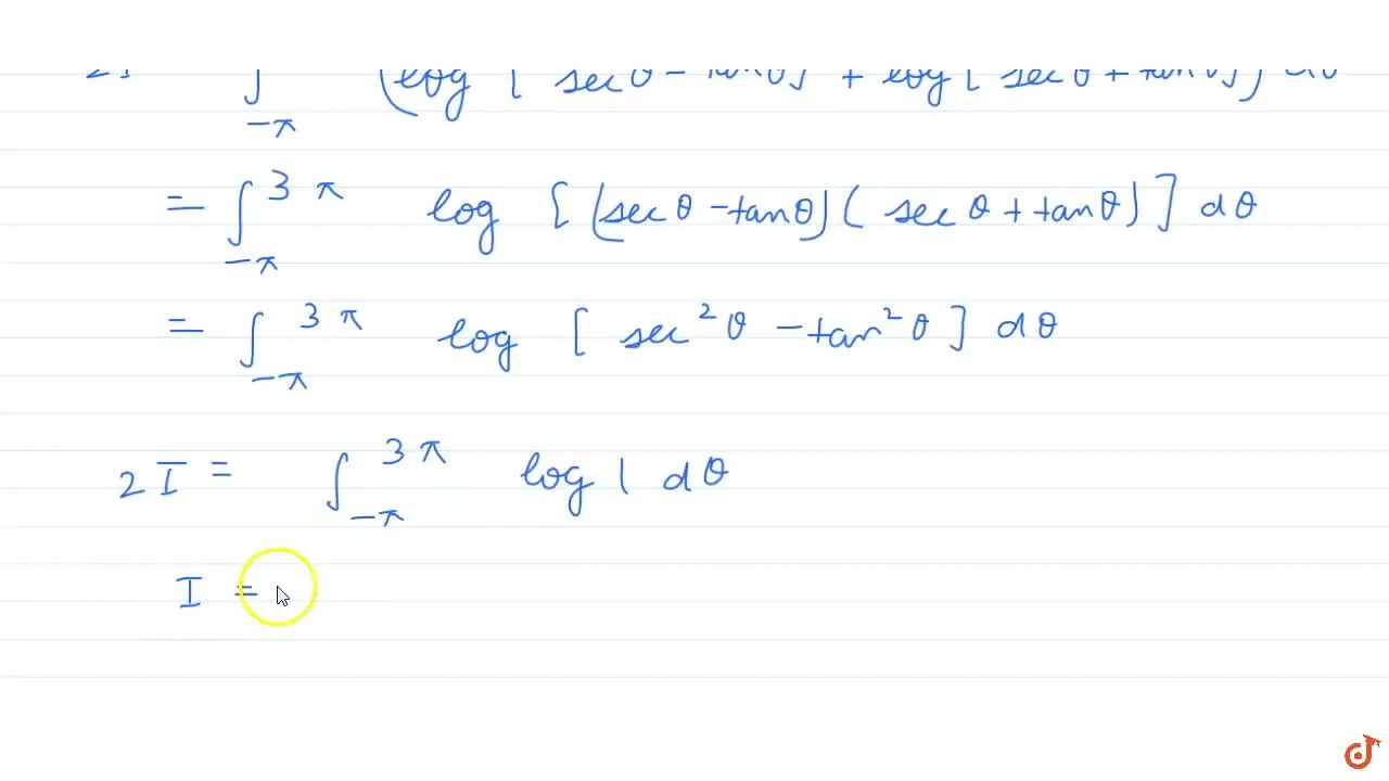 Evaluate: int(-pi)^(3pi)log(s e ctheta-t a ntheta)dtheta