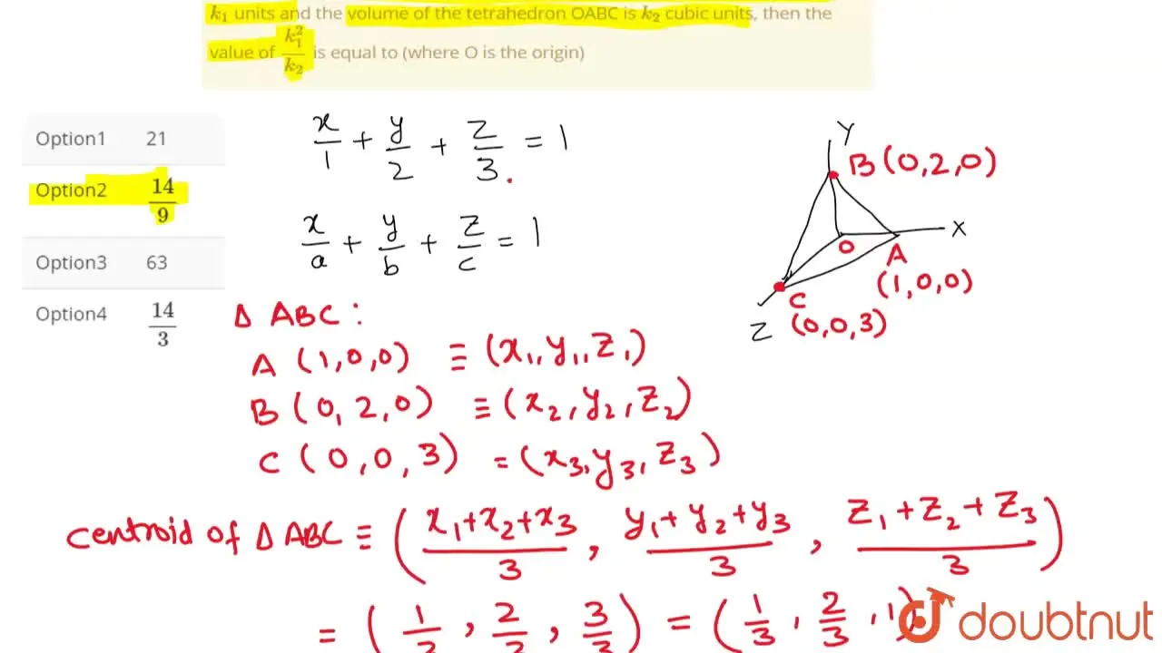 The plane (x)/(1)+(y)/(2)+(z)/(3)=1 intersect x - axis, y - axis at A,
