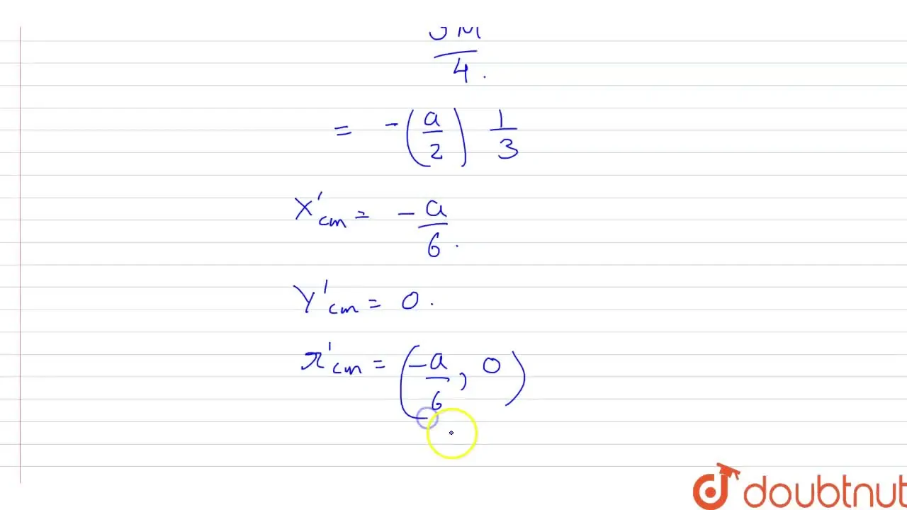 Find the position of centre of mass of the uniform lamina shown in fig