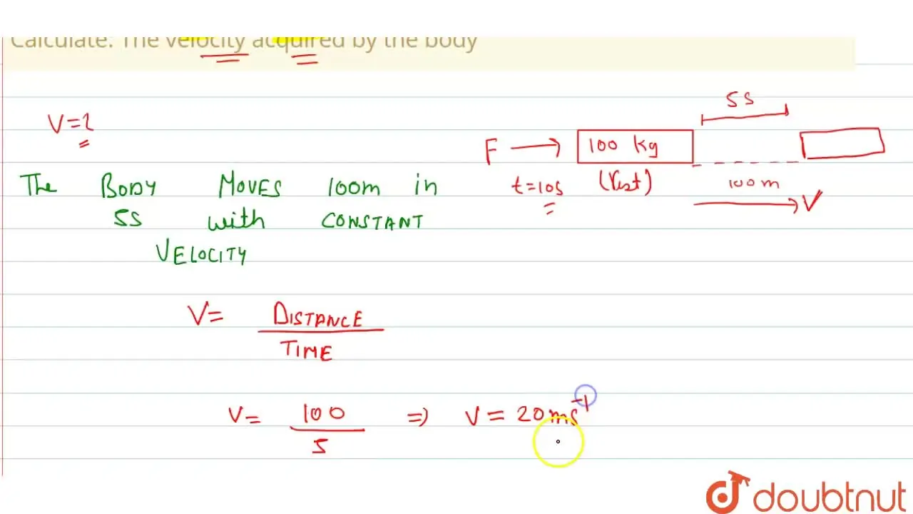 A force acts for 10 s on a stationary body of mass 100 kg, after which