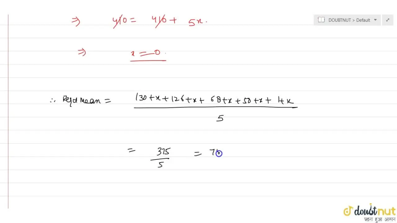 If the mean of the numbers 27+x, 31+x, 89+x, 107+x, 156+x is 82, then