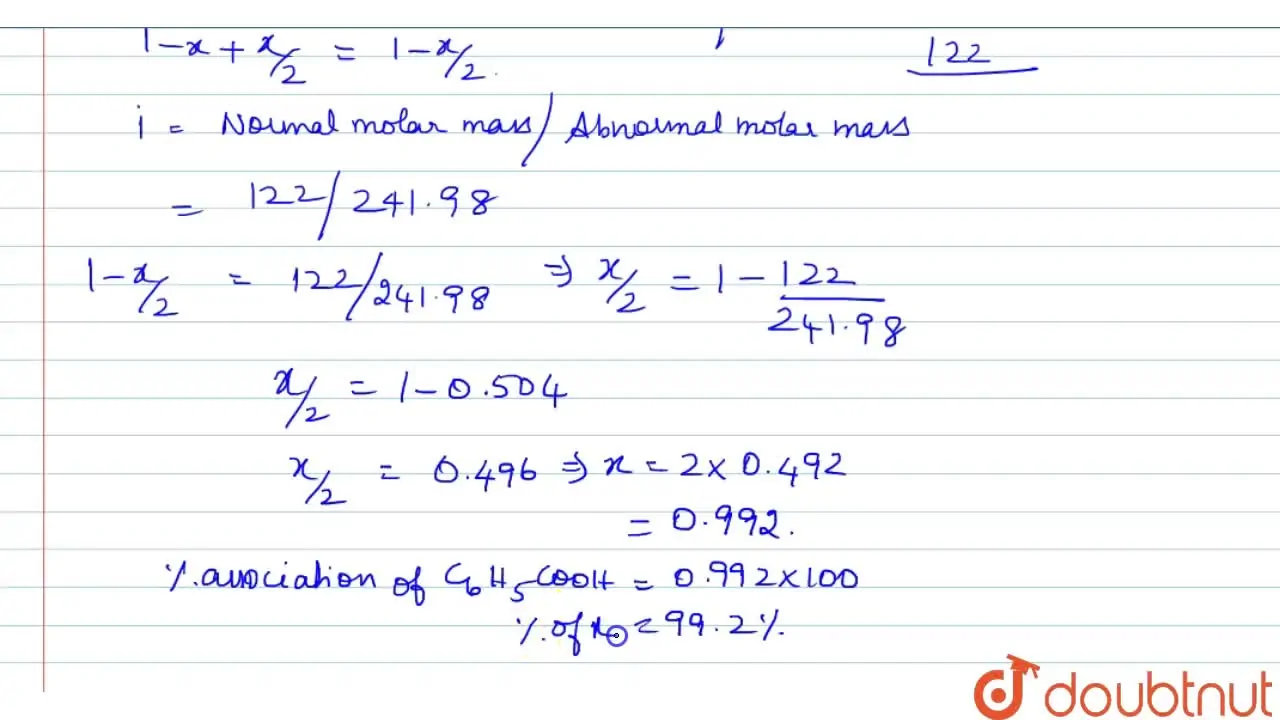 2g of benzoic acid dissolved in 25g of benzene shows a depression in f