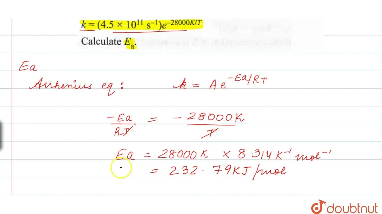 The decomposition of hydrocarbon follows the equation k=(4.5xx10^(11)