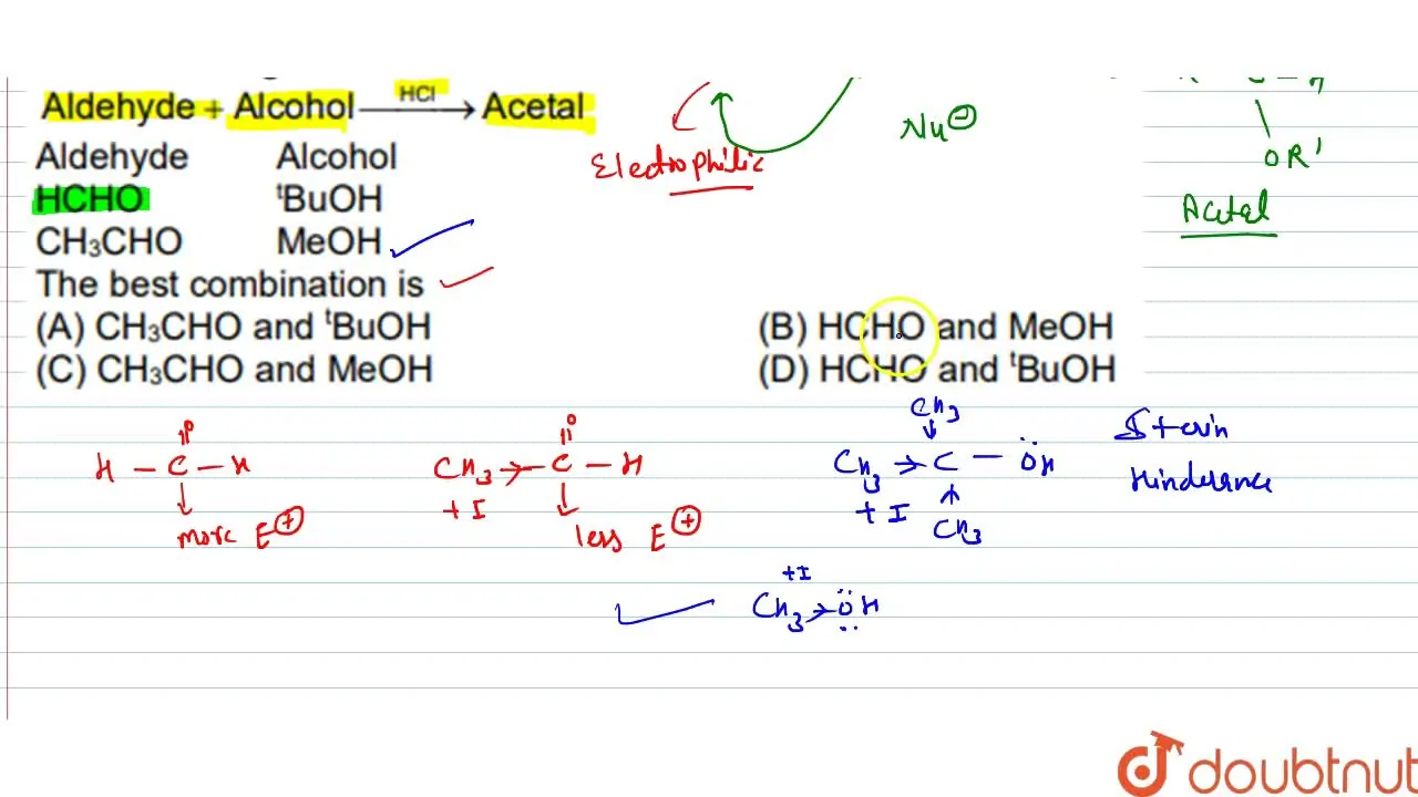 in the following reaction "Aldeyde +ALcohol "overset( HCl) to " A