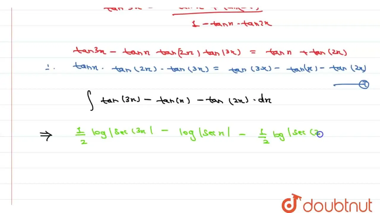 Evaluate : int tan x tan 2 x tan 3x dx