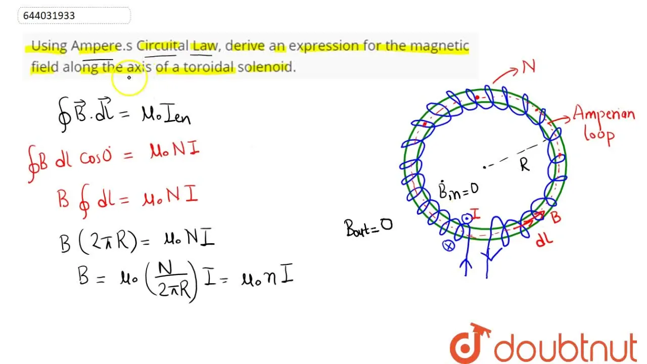 Using Ampere.s Circuital Law, derive an expression for the magnetic fi