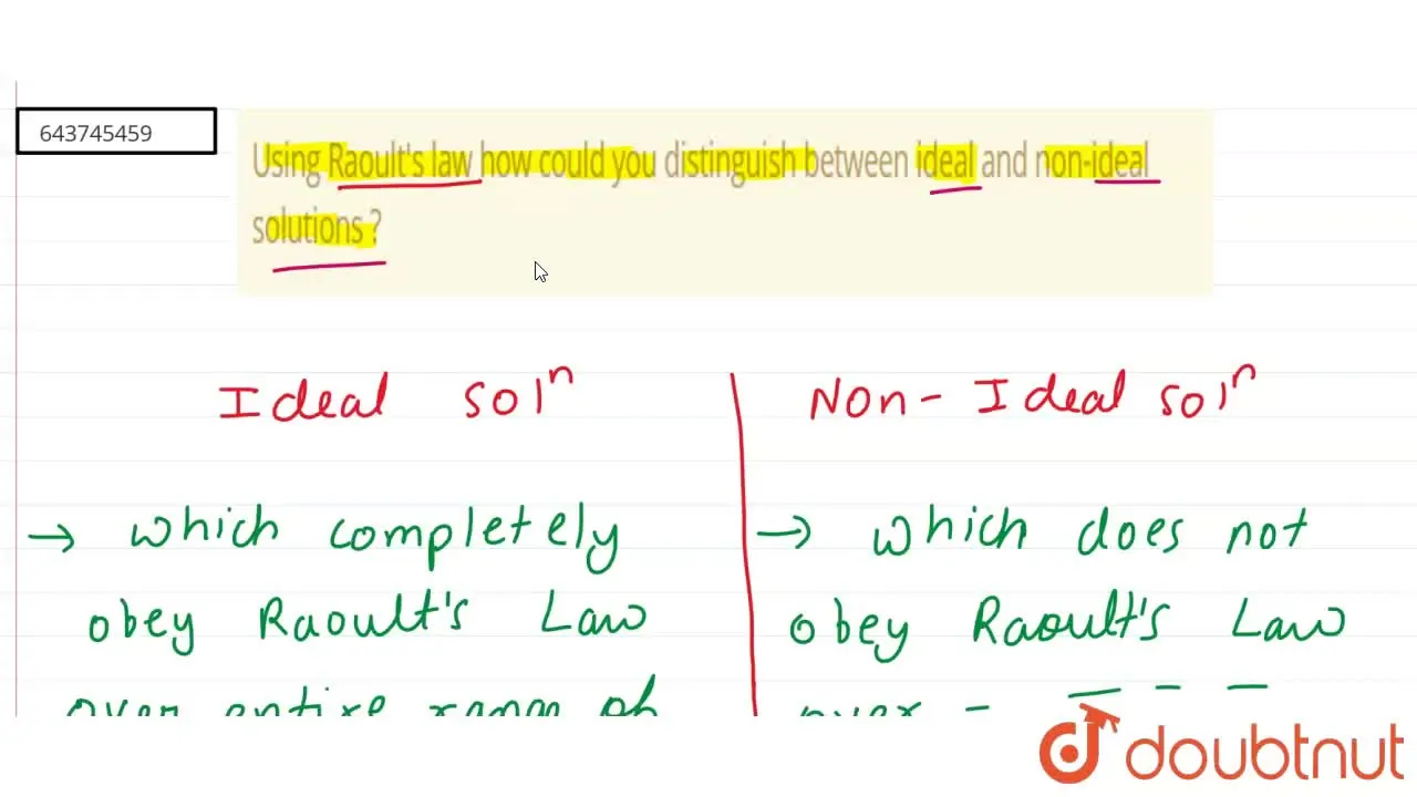 Using Raoult's law how could you distinguish between ideal and non-id