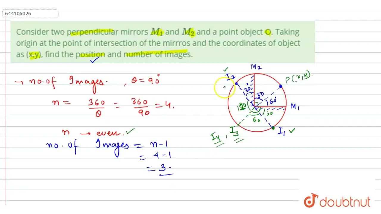 Consider two perpendicular mirrors M(1) and M(2) and a point object O.