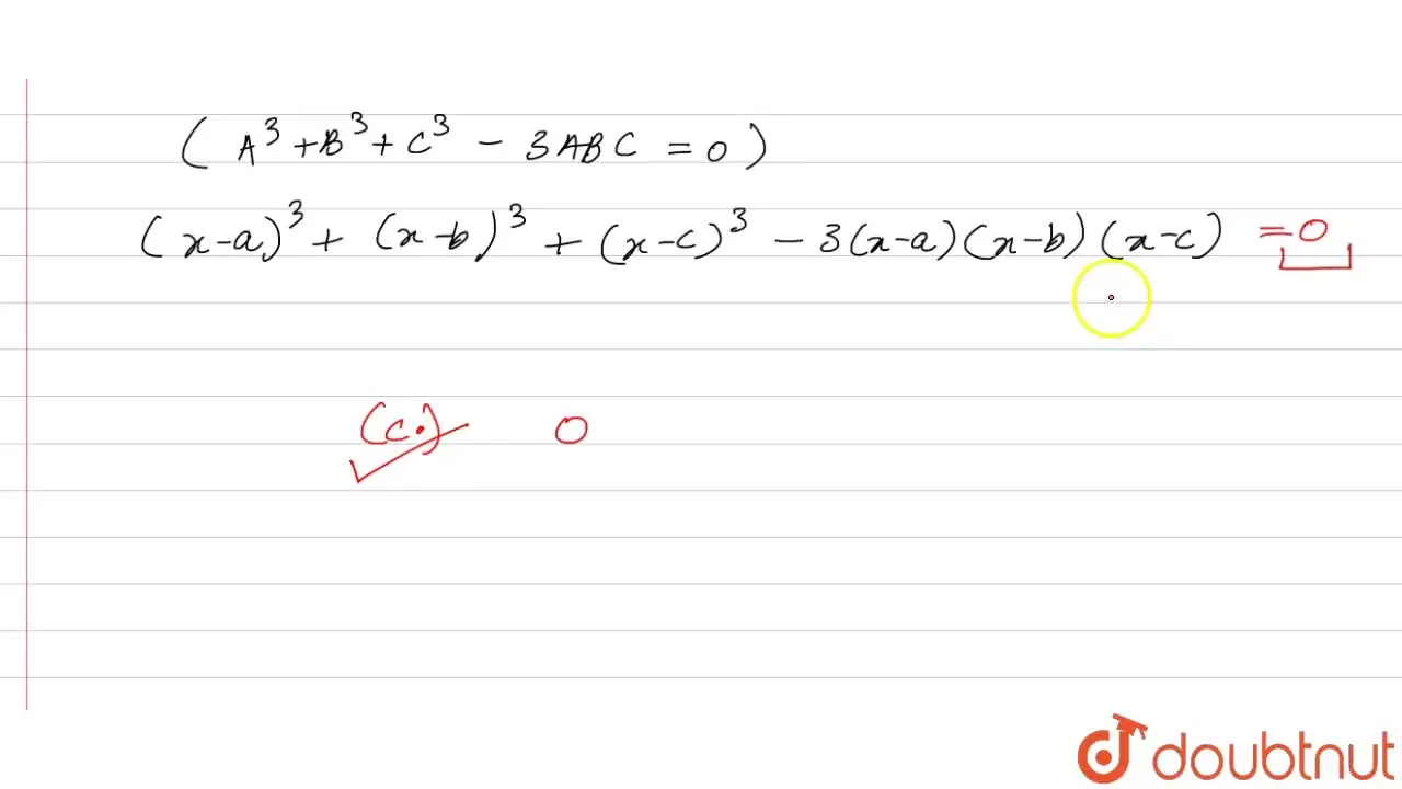 If 3x=a+b+c , then the value of (x-a)^3+\ (x-b)^3+\ (x-c)^3-3\ (x-a)(x