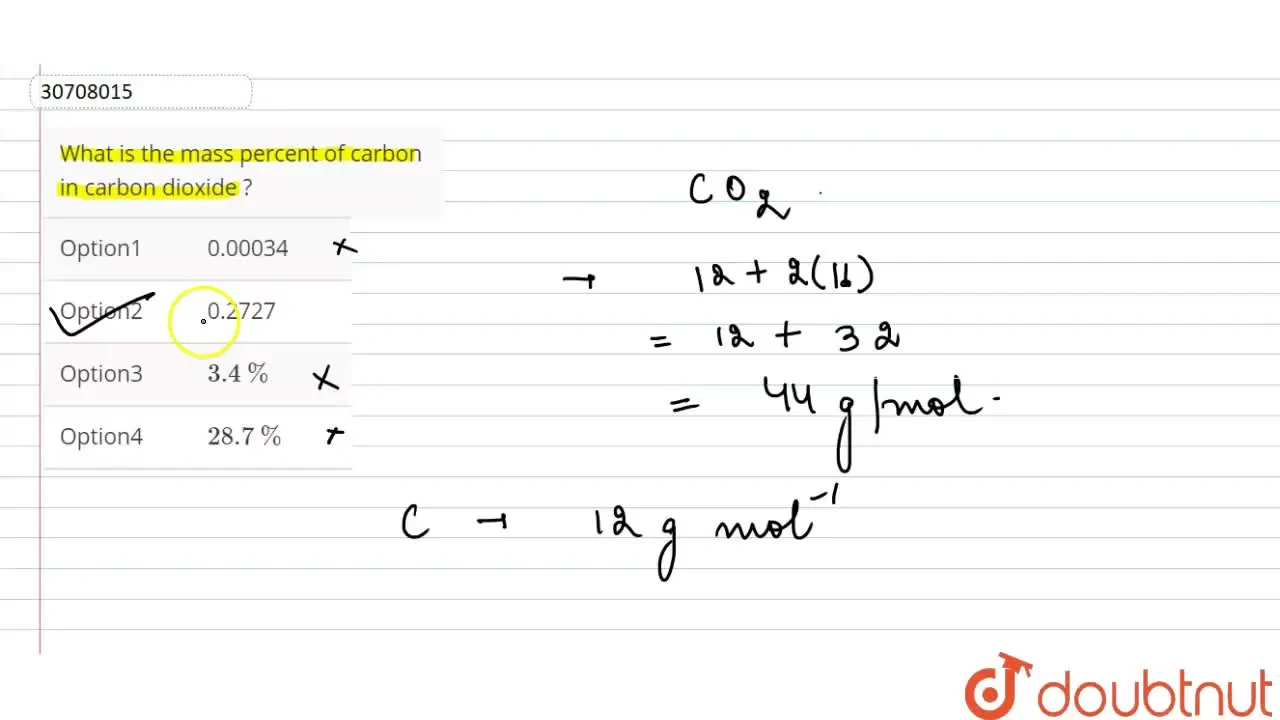 What is the mass percent of carbon in carbon dioxide