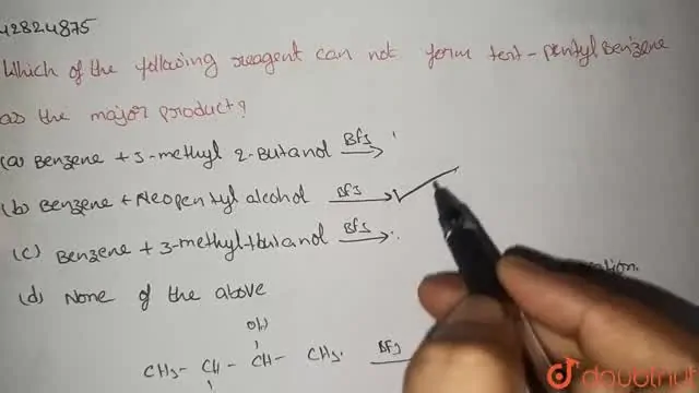 [Telugu] Benzene + 3 - Methyl - 1 - butanol overset(BF3)to