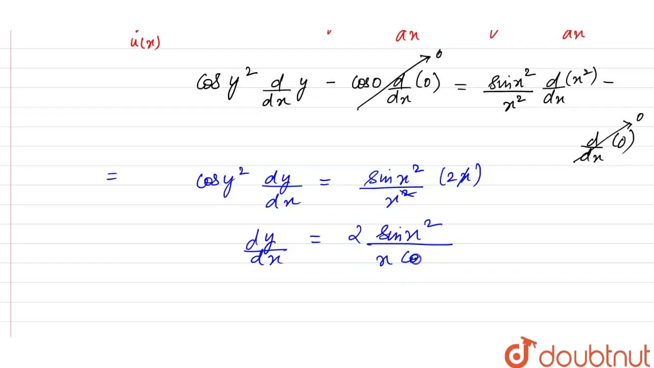 If int(0)^(y)cost^(2)dt=int(0)^(x^(2))(sint)/tdt, then prove that (dy)
