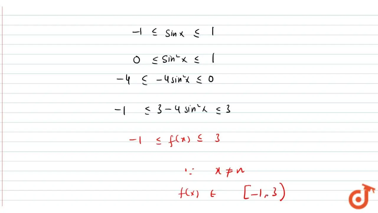 If f(x)=sin(3x)/sin x,x!=npi, then the range of values of f(x) for