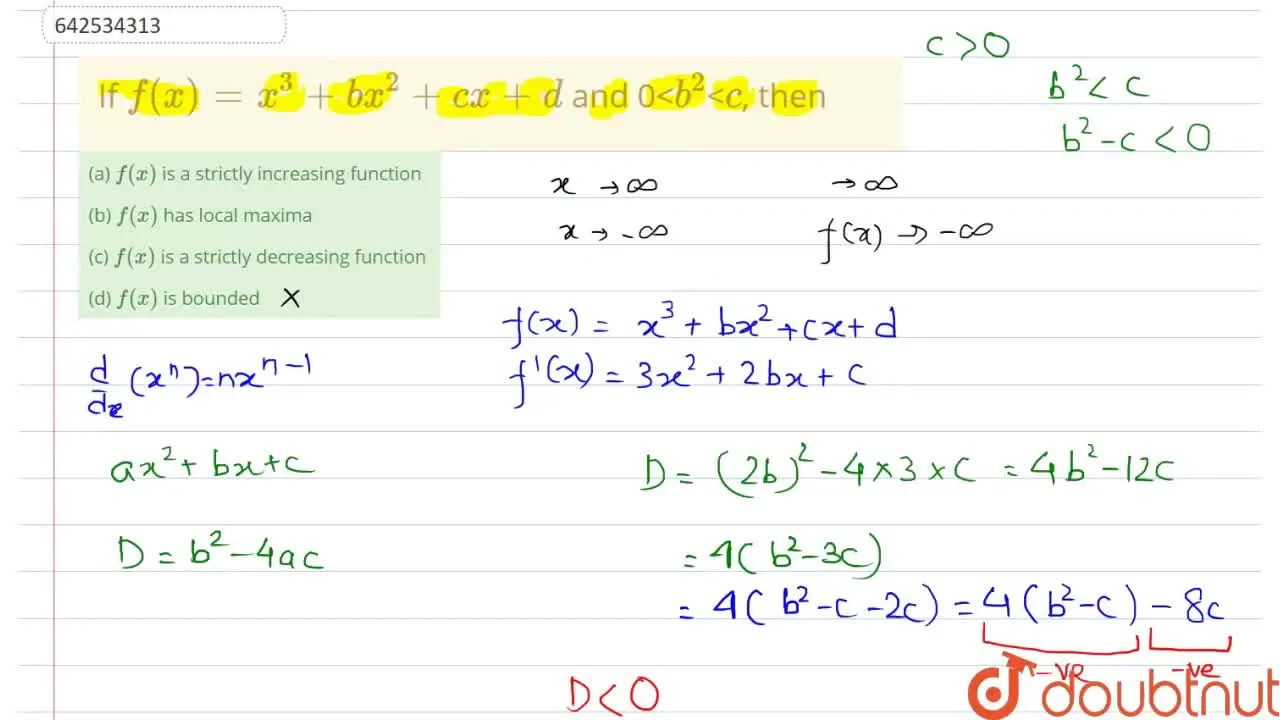 If f(x)=x^3+bx^2+cx+d and 0