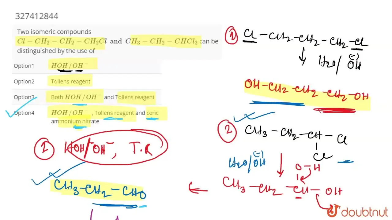 Two isomeric compounds Cl-CH2-CH2-CH2Cl and CH3-CH2-CHCl2 can be dis