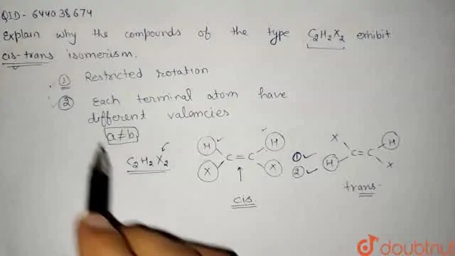 Explain why the compounds of the type C2 H2 X2 exhibit cis-trans isome