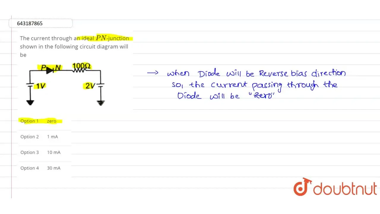 The current through an ideal PN-junction shown in the following circui