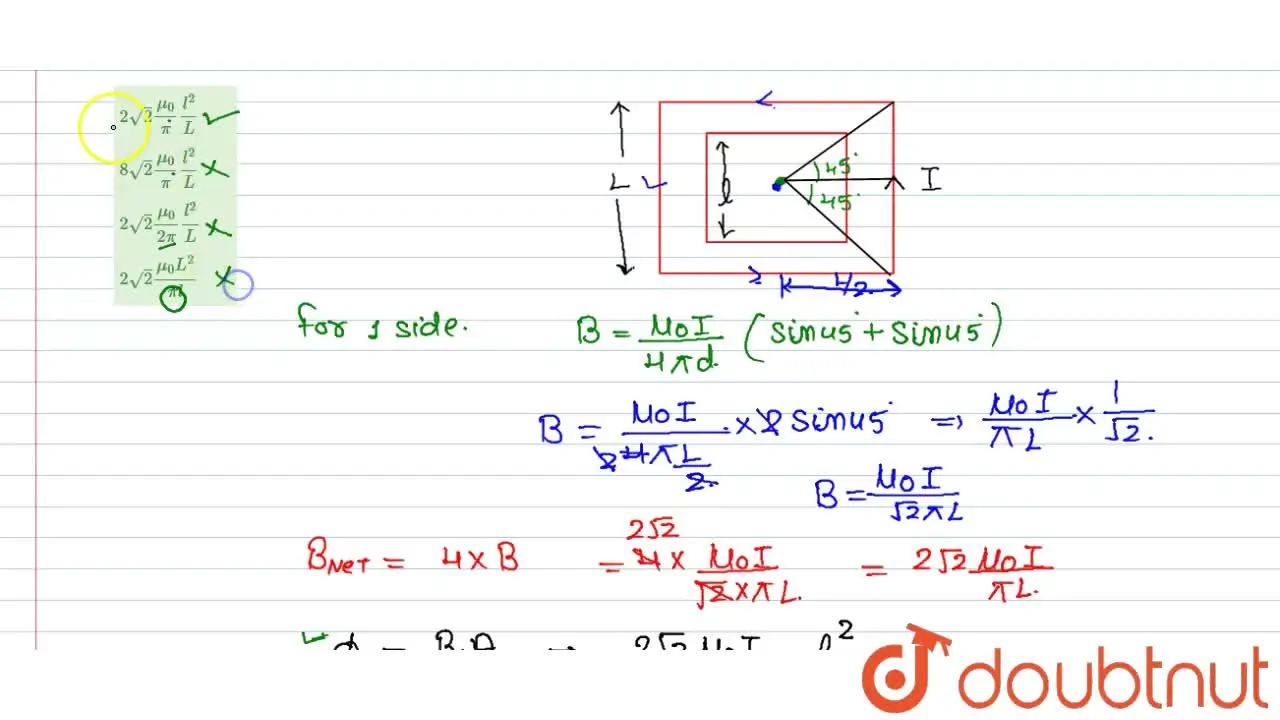 A small square loop of wire of side l is placed inside a large square
