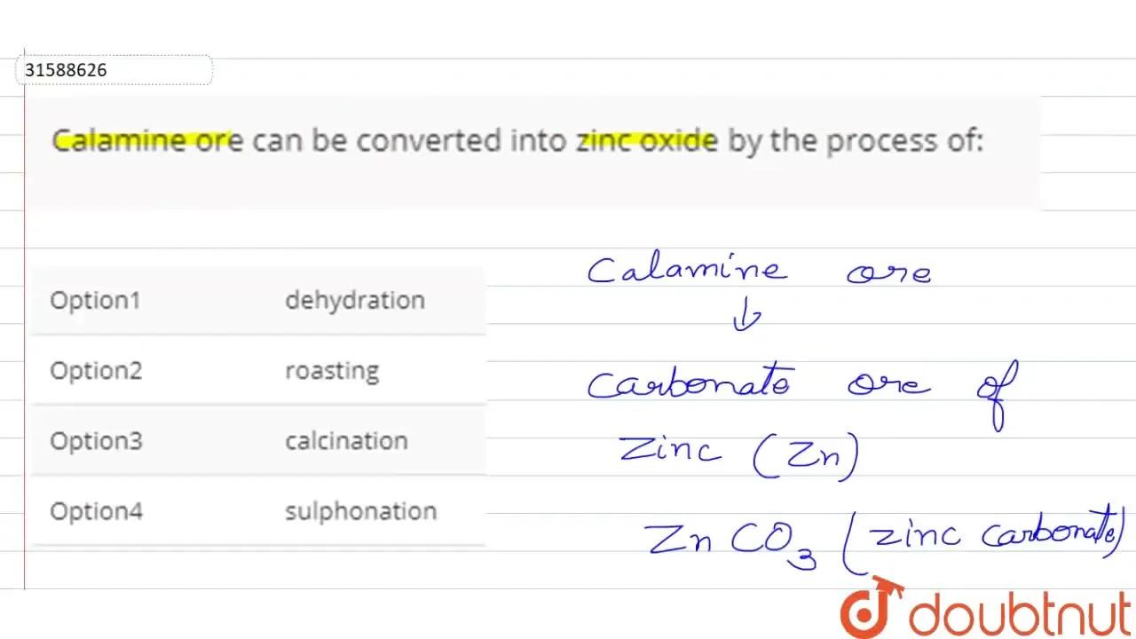 Calamine ore can be converted into zinc oxide by the process of