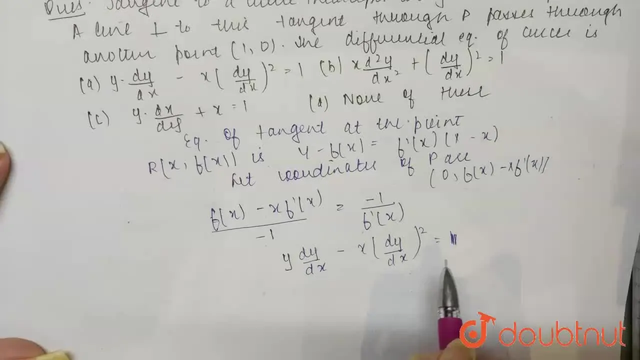 Tangent to a curve intersect y-axis at a point P. A line perpendicular