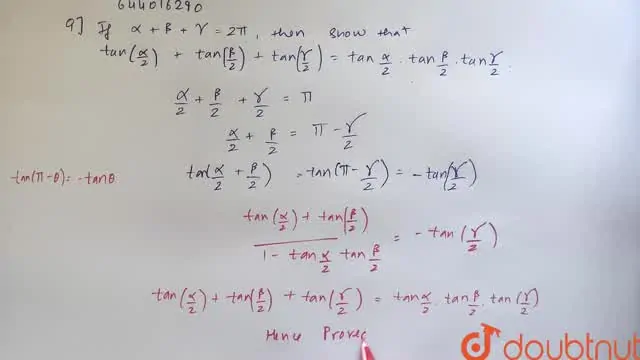 tan""(alpha)/(2)tan""(beta)/(2)+tan""(gamma)/(2)+=-tan""(alpha)/(2)tan
