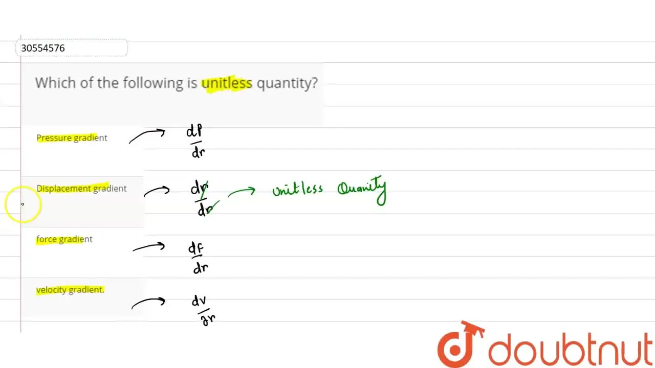 Which of the following is unitless quantity?
