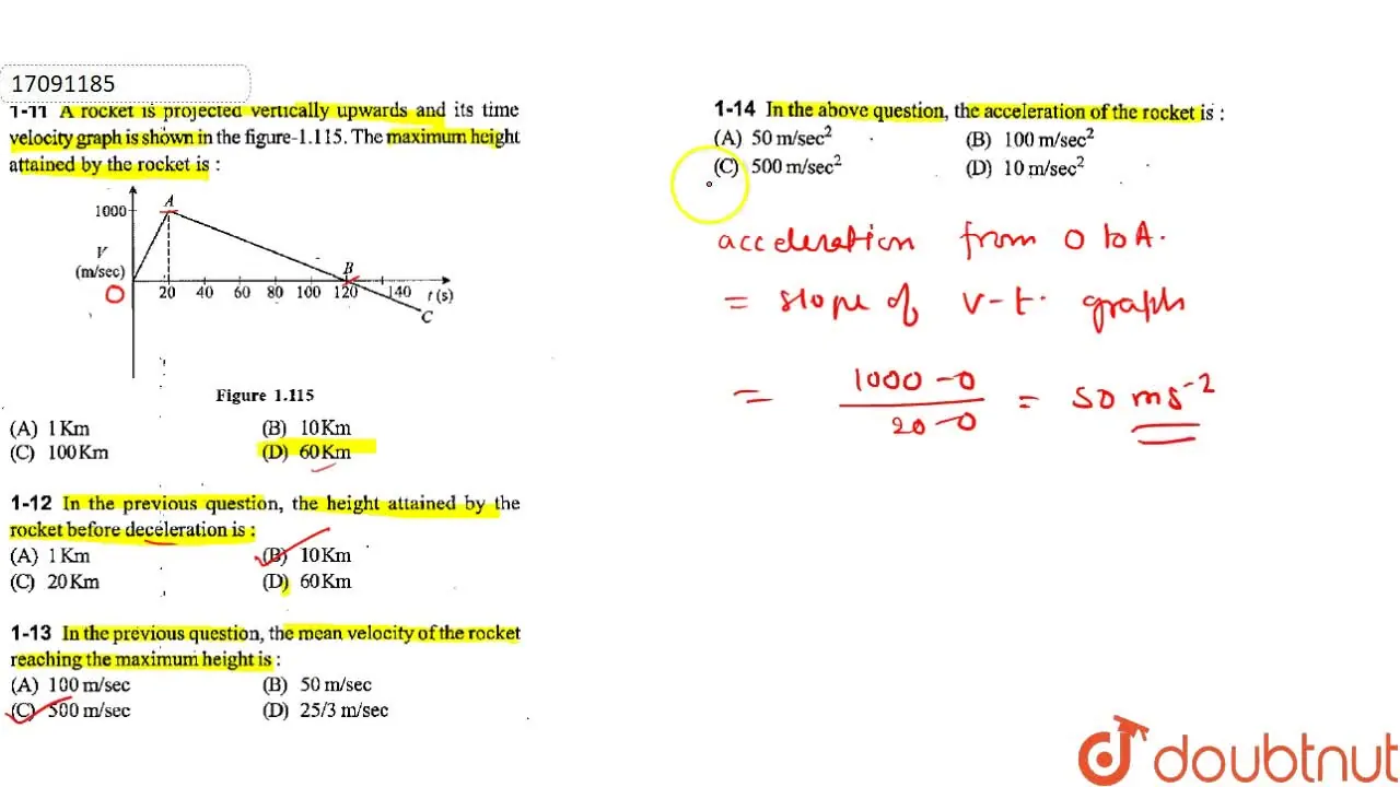 In the above question, the acceleration of the rocket is
