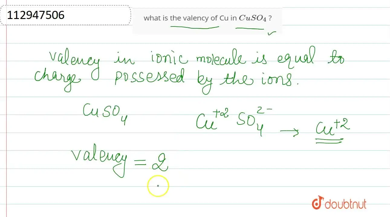 what is the valency of Cu in CuSO(4)