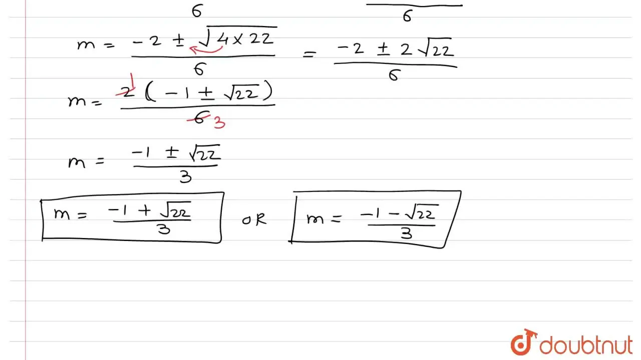 [Marathi] Solve using formula. (iii)3m^2+2m-7=0