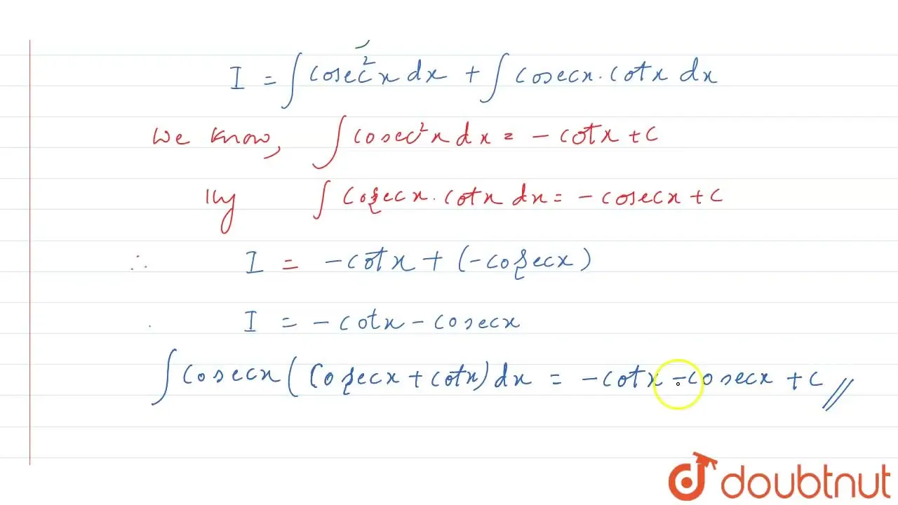 [Kannada] Find int "cosec"x ( "cosec" x + cot x ) dx