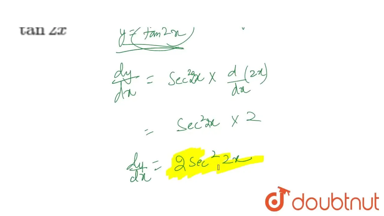 [Solved] tan 2x