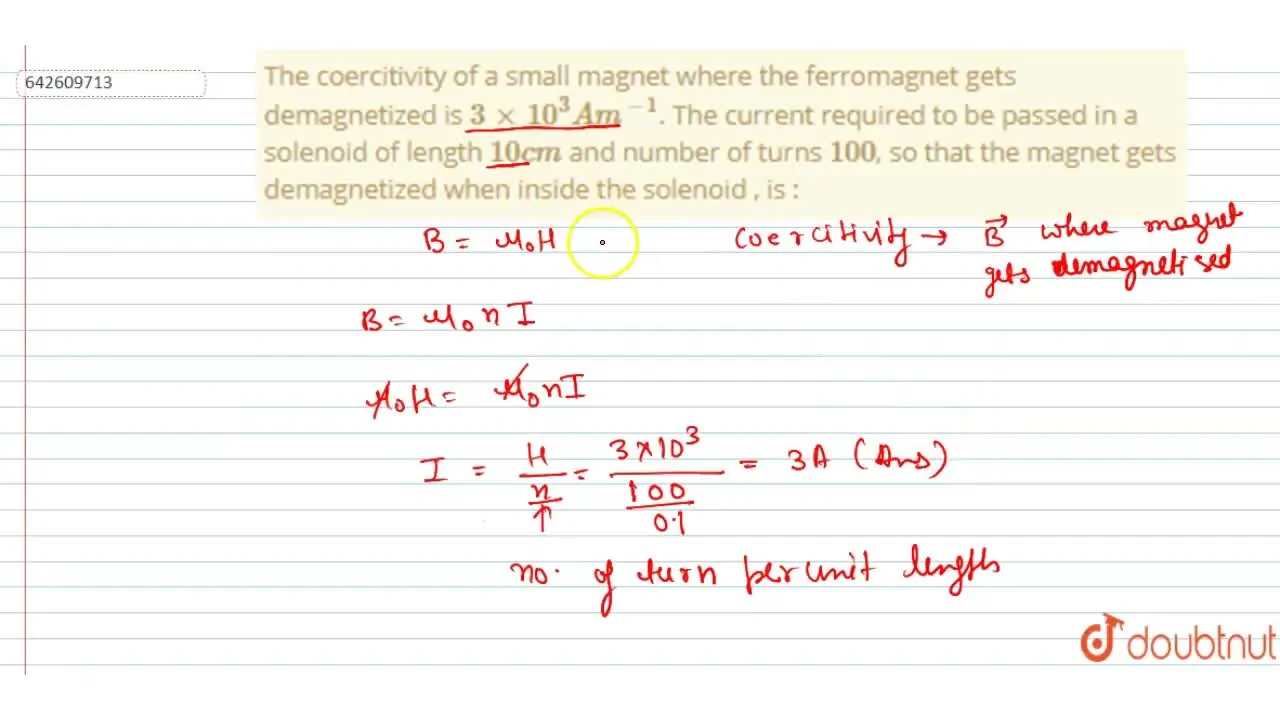 The coercivity of a small magnet where the ferromagnet gets demagneti