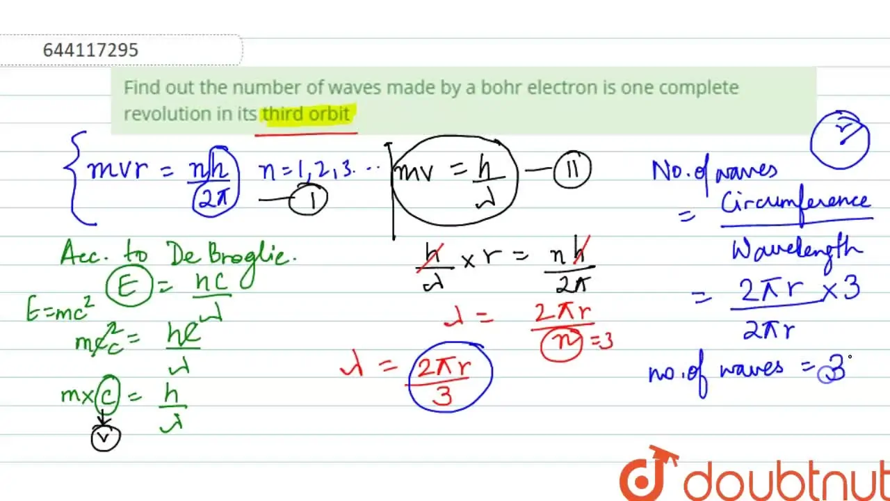 Find out the number of waves made by a bohr electron is one complete