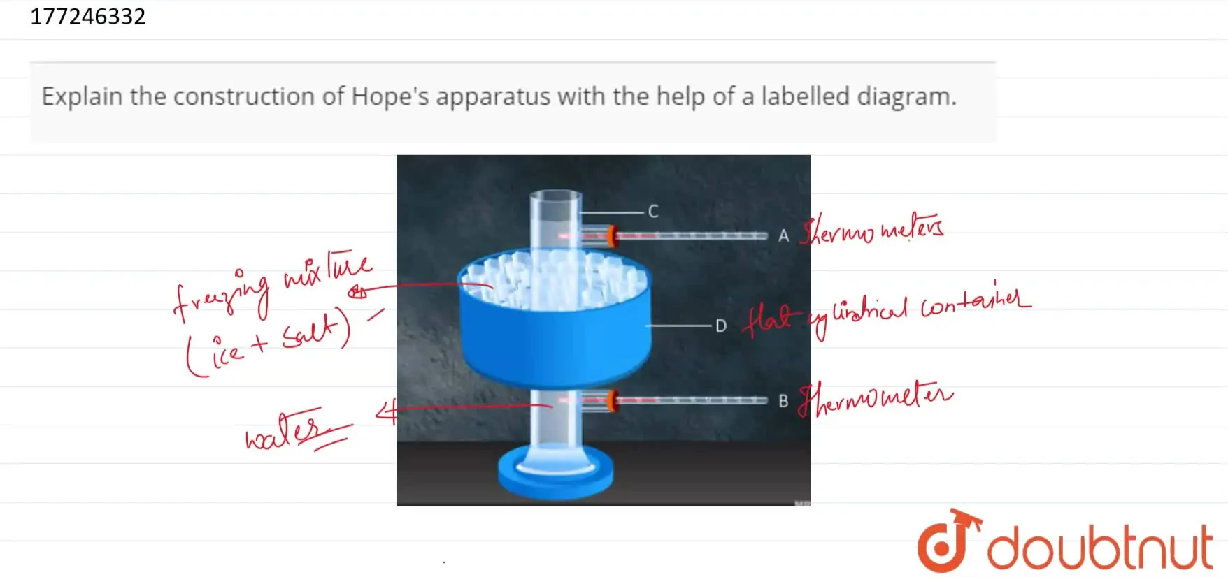 Explain the construction of Hope's apparatus with the help of a label