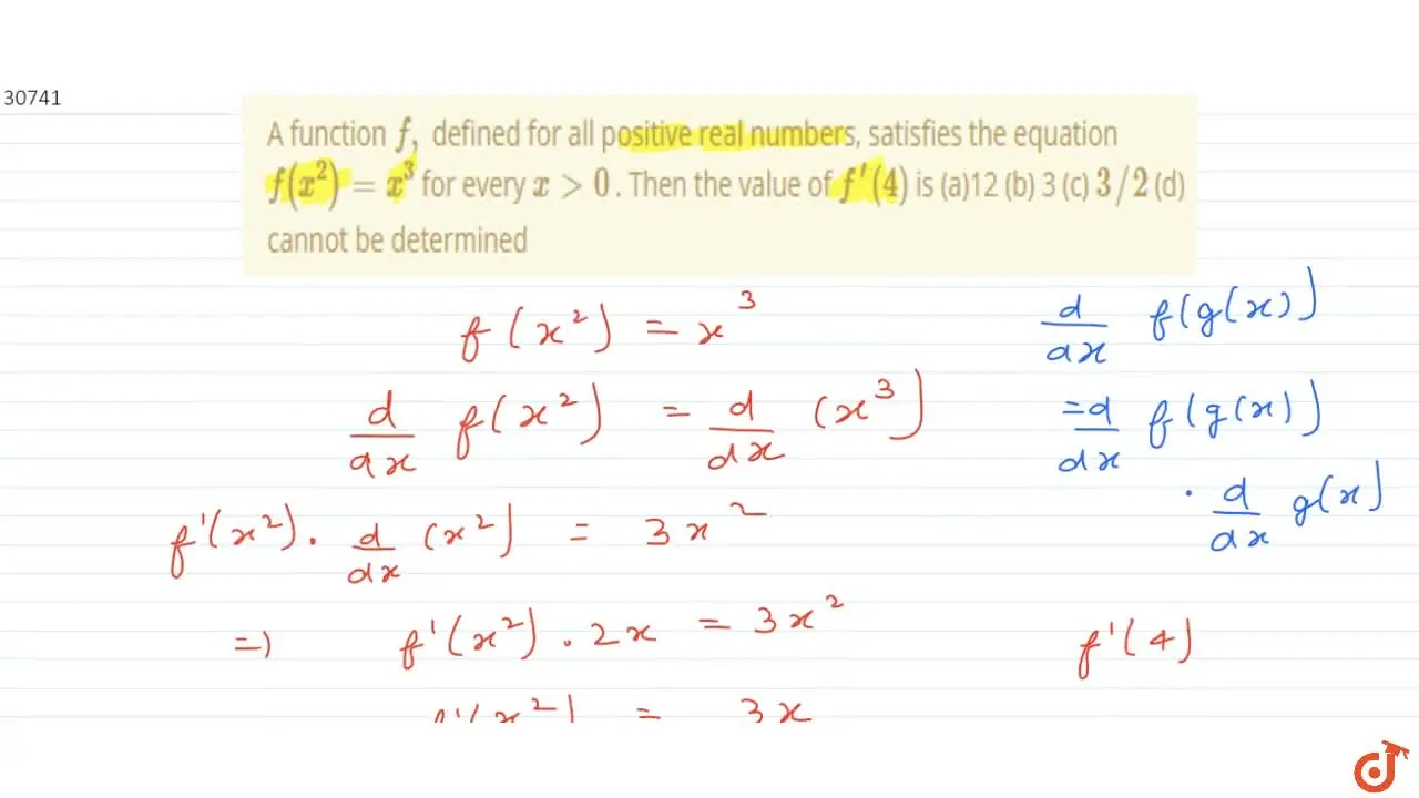 A function f, defined for all positive real numbers, satisfies the equ