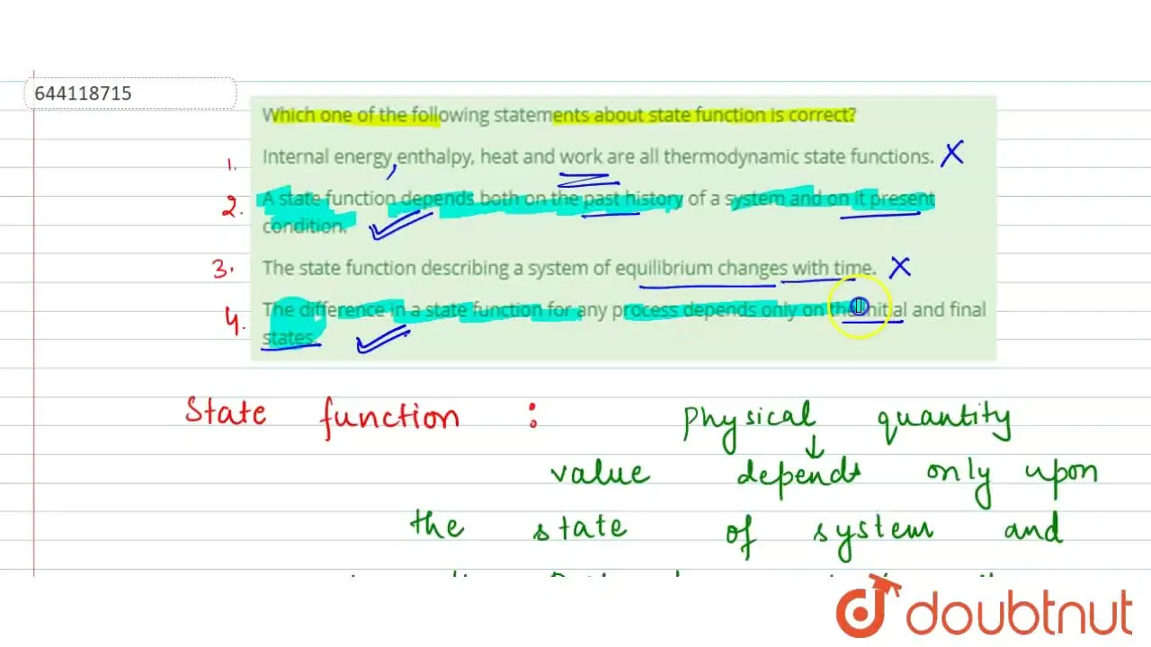 The state function describing a system of equilibrium changes with tim