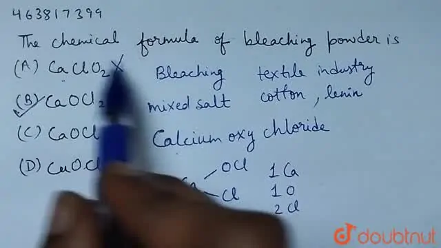 The chemical formula of bleaching powder is