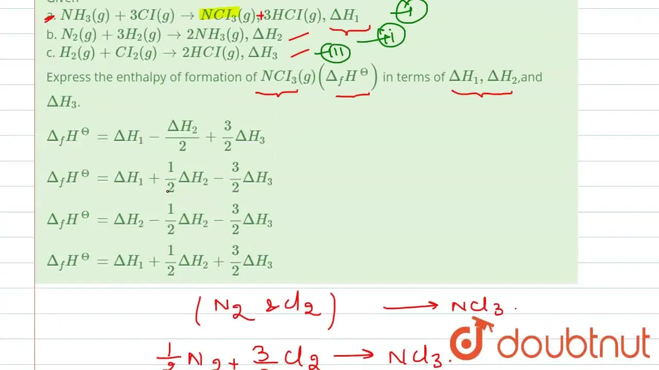 Delta(f)H^(Theta) = DeltaH(2)-(1)/(2)DeltaH(2)-(3)/(2)DeltaH(3)