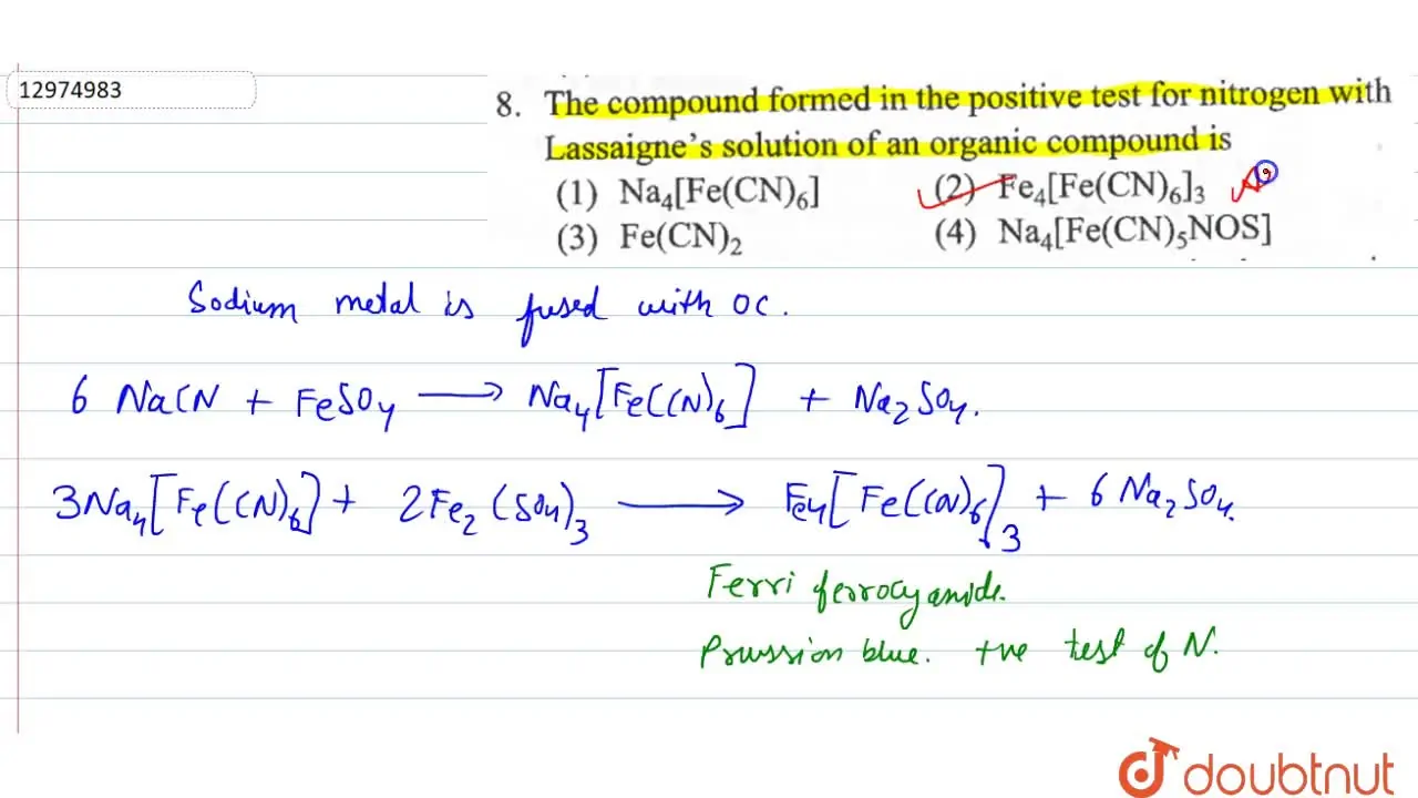 The compound formed in the positive test for nitrogen with Lassaigne's