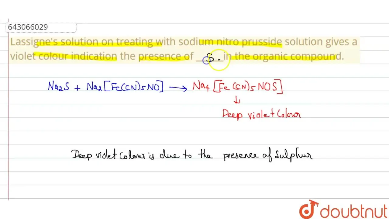 [Malayalam] Lassigne's solution on treating with sodium nitro prusside