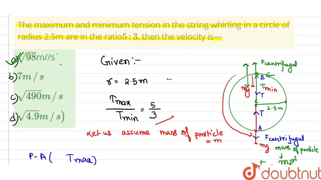 [Bengali] The maximum and minimum tension in the string whirling in a
