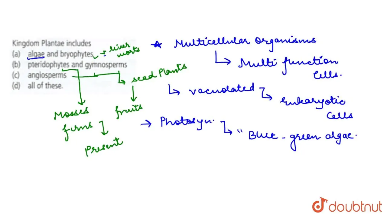 Kingdom plantae includes