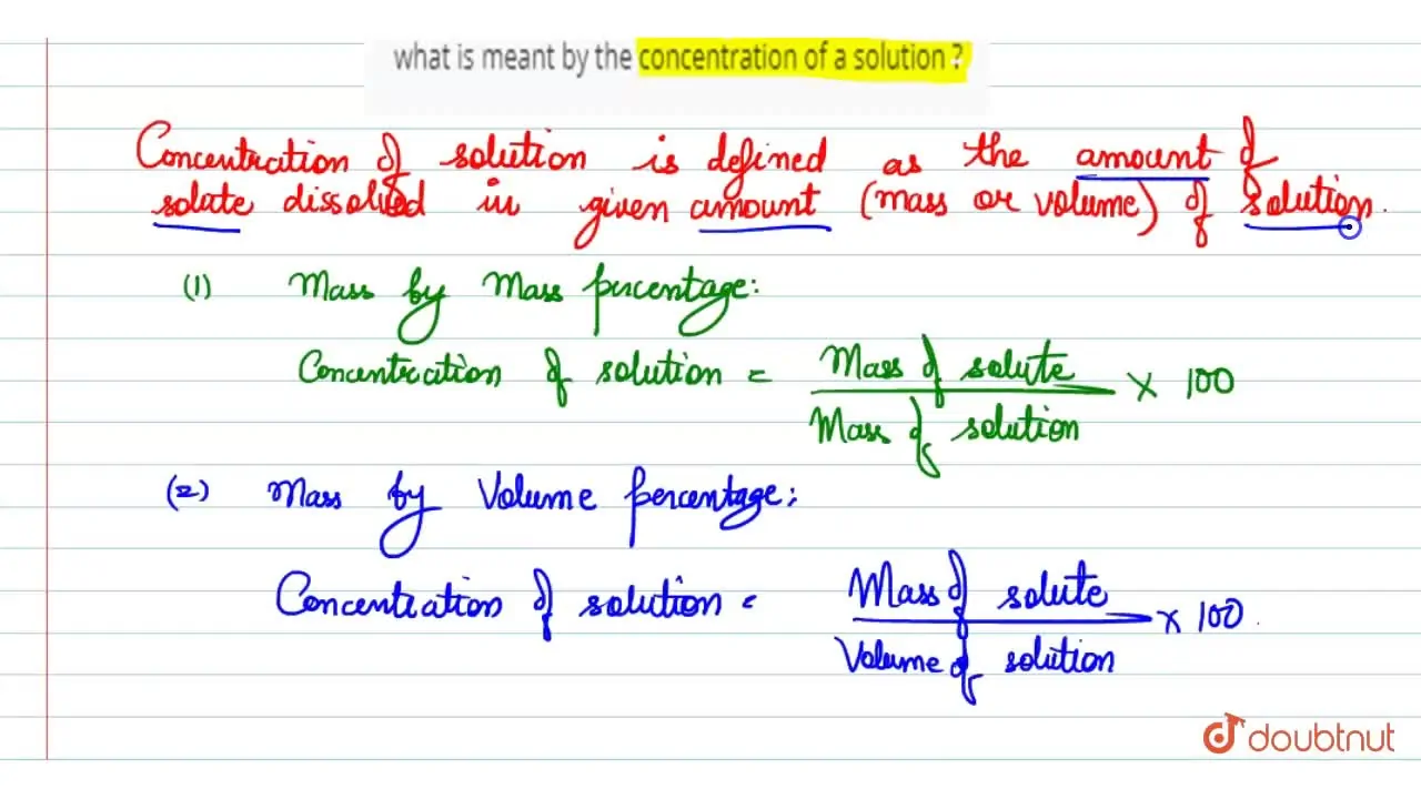 what is meant by the concentration of a solution