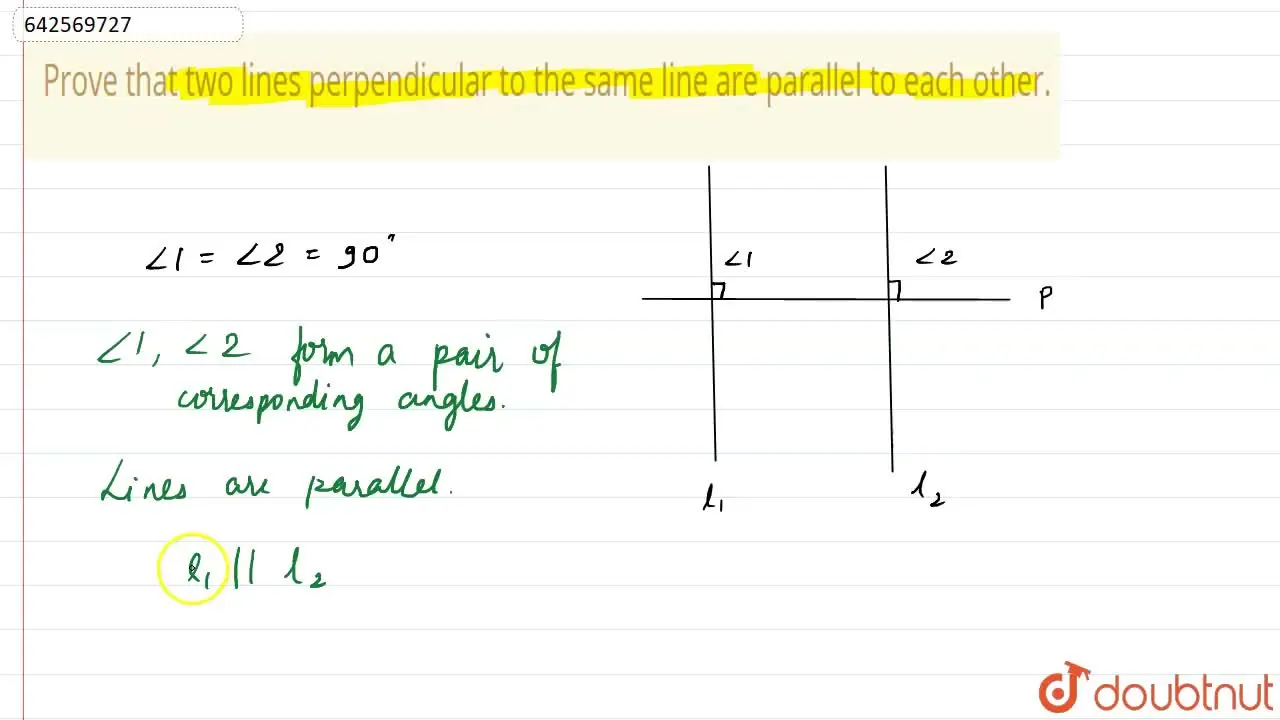 Prove that two lines perpendicular to the same line are parallel to