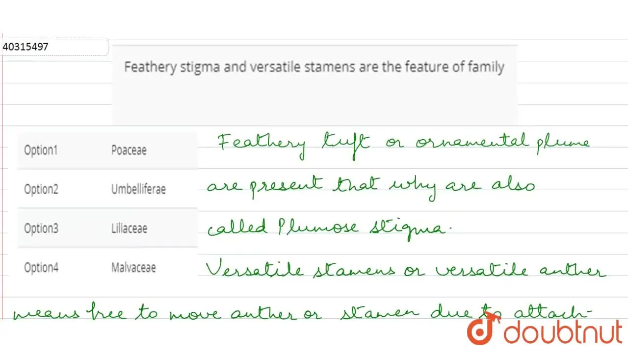 Feathery stigma and versatile stamens are the feature of family
