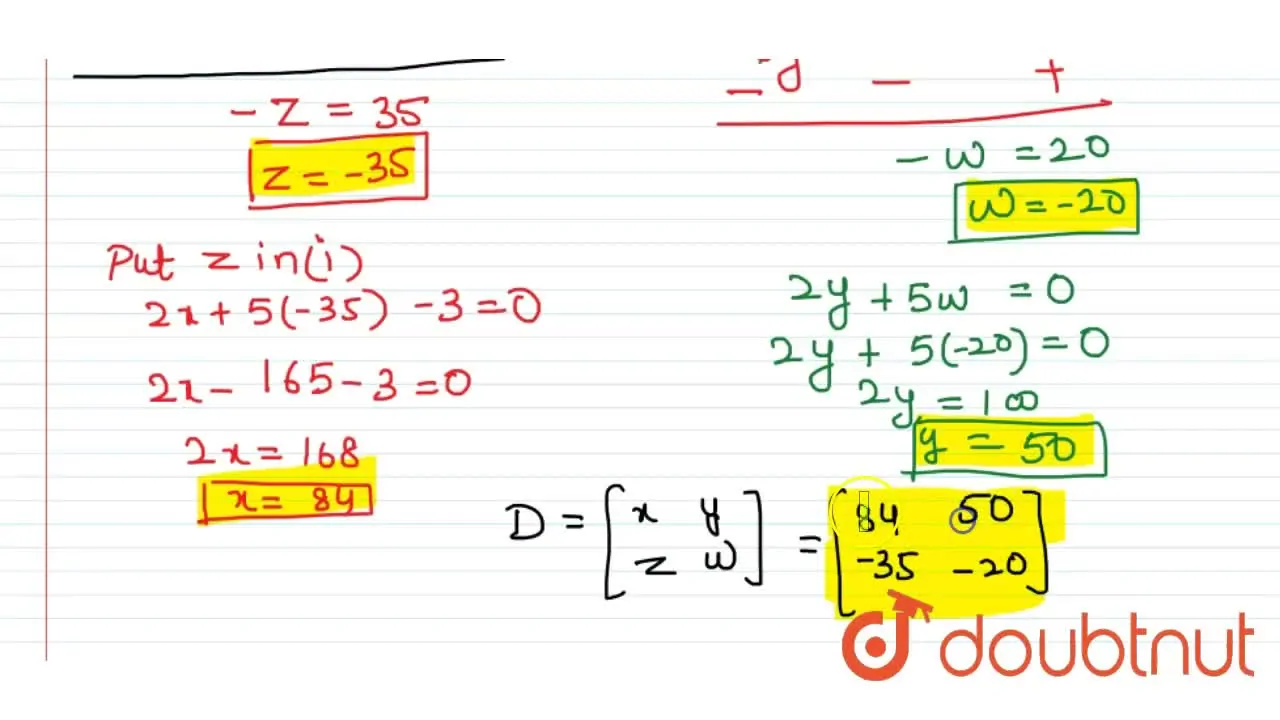 ਮੰਨ ਲਉ ਕਿ A = [[2,-1],[3,4]], B = [[5,2],[7,4]], C = [[2,5],[3,8]] ਹੈ।