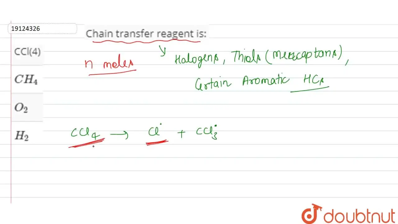 Chain transfer reagent is: