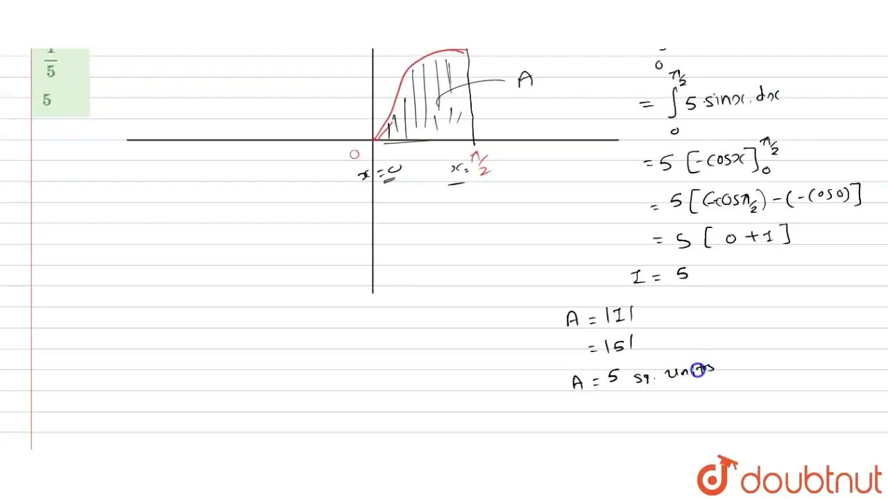 [Gujrati] The area of the curve enclosed by the curve y=5 sin x